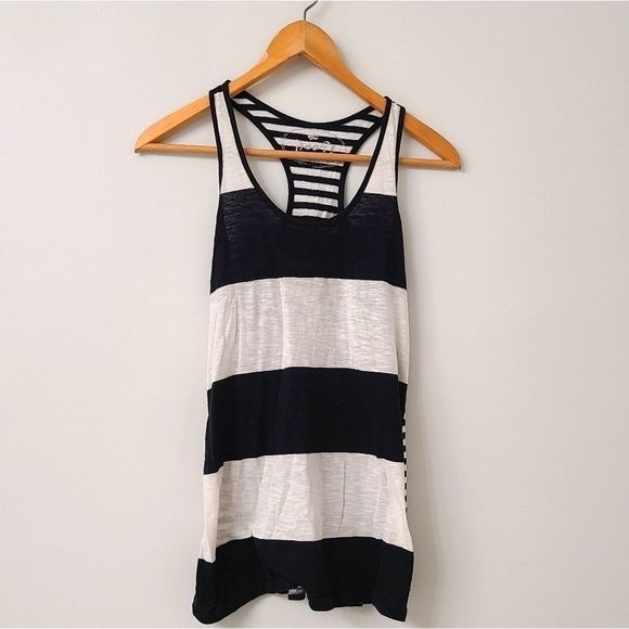 Poof! | Tops | 2 Poofracerback Striped Tank Top Black Wh | Poshmark